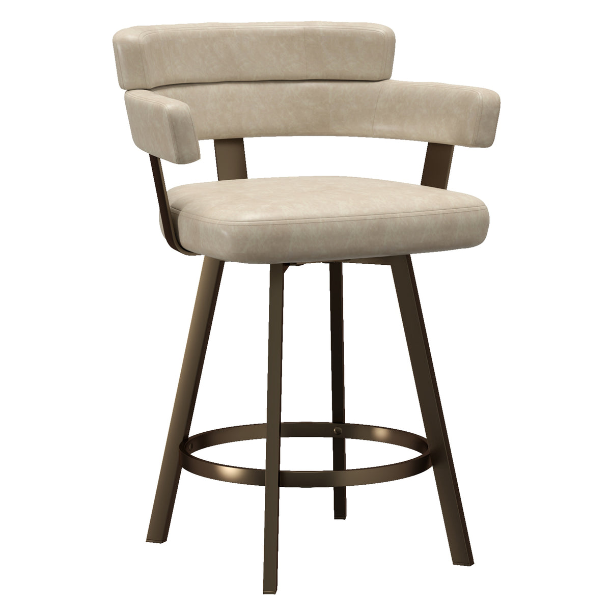 Oberon 26" Counter Stool with Swivel in Vintage Ivory and Aged Gold